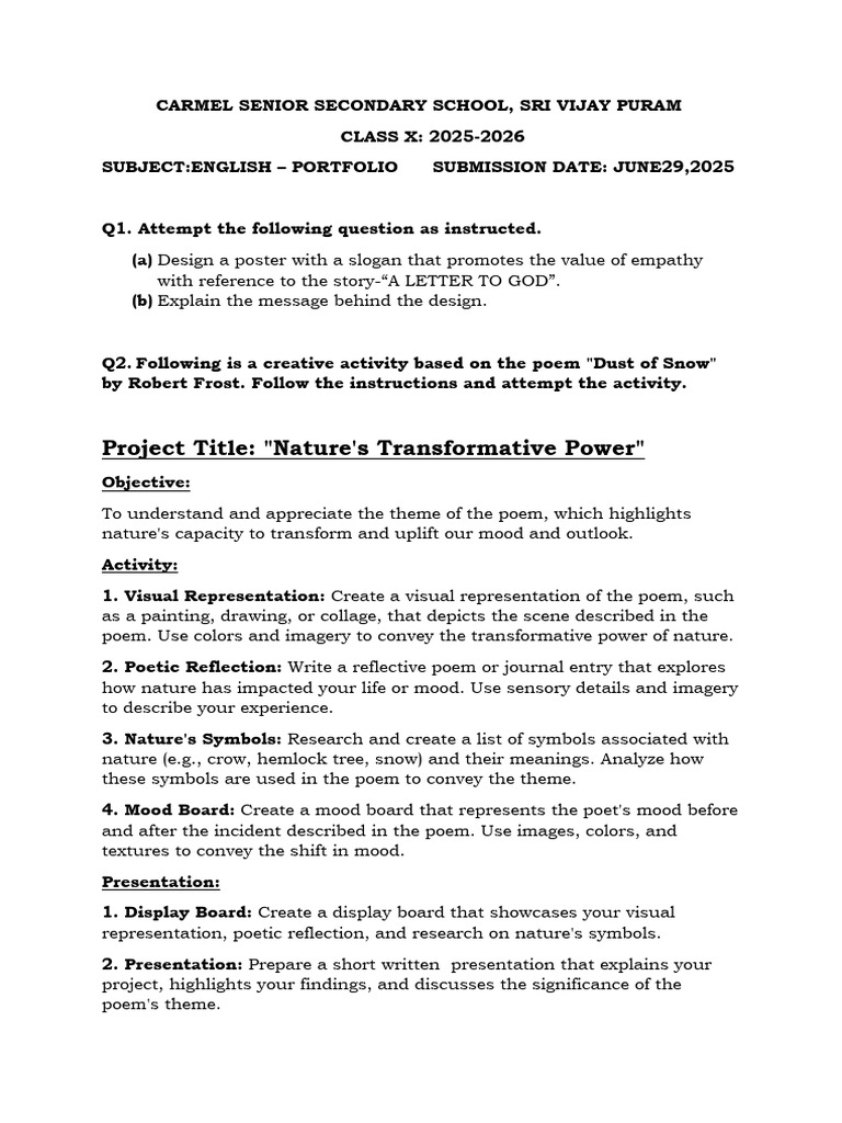 Class X English and Science Portfolio Guide | PDF | Page Layout ...