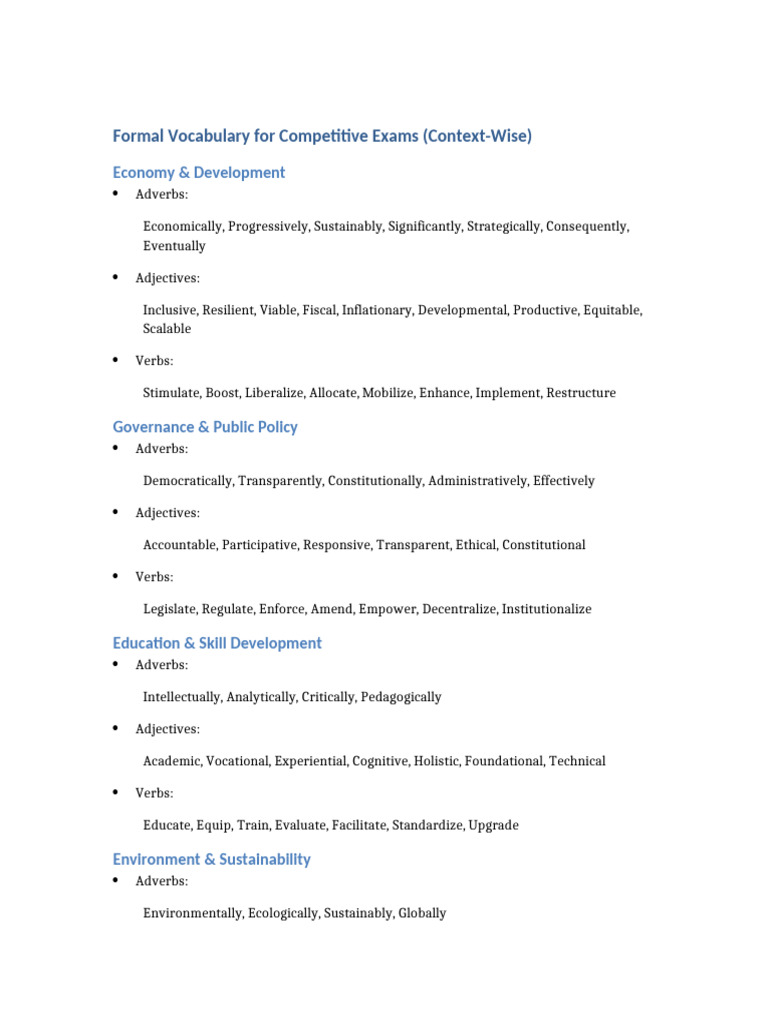Formal Vocabulary for Exams PDF Guide | PDF