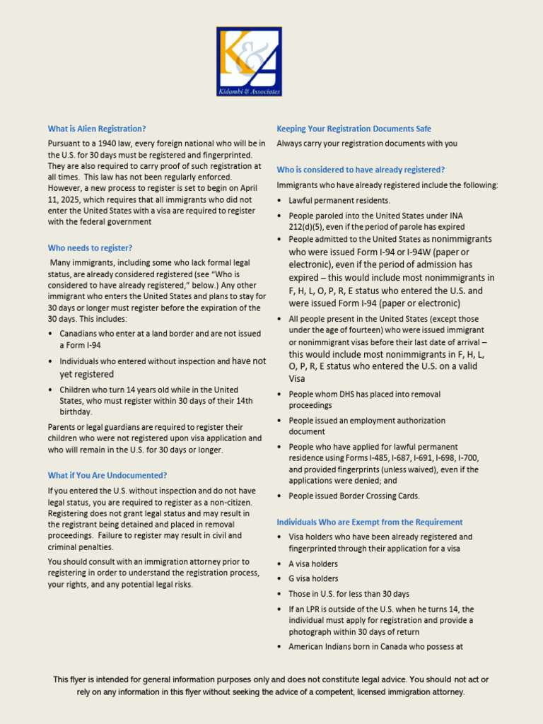 New Alien Registration Requirements-Kidambi | PDF | Travel Visa ...
