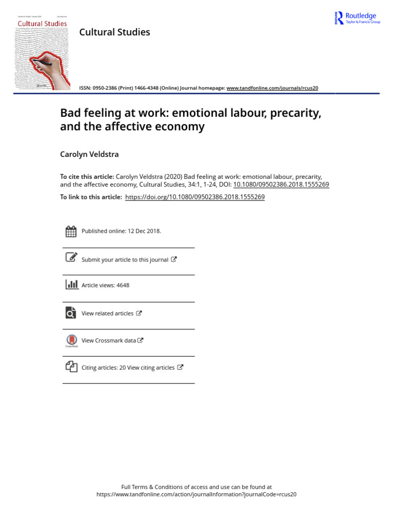 Emotional Labour and Precarity at Work | PDF | Feeling | Labour Economics