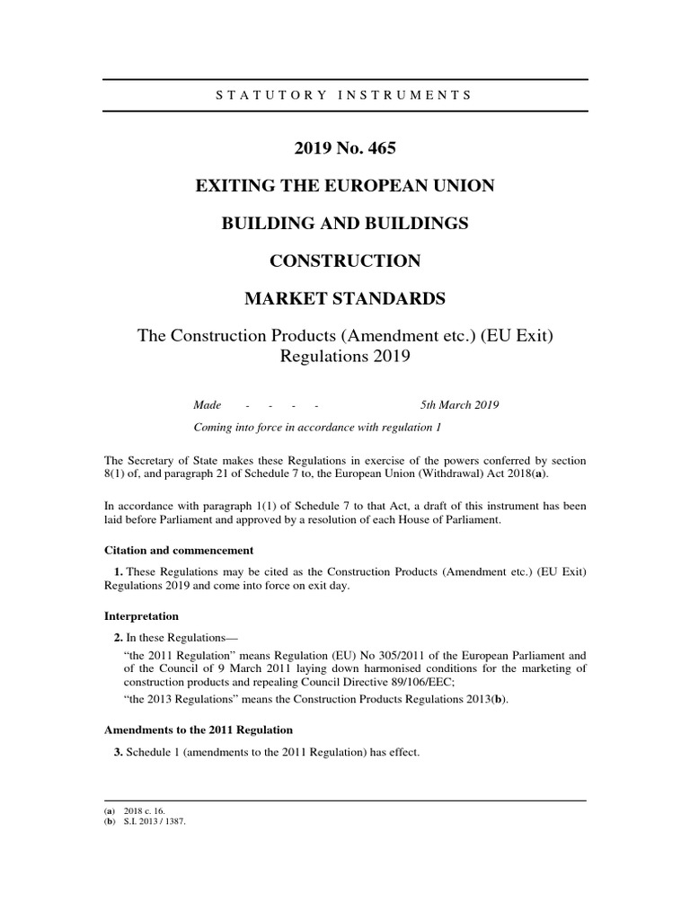 CPR - Uksi - 20190465 - en - Amendment 2019 | PDF | European Union ...