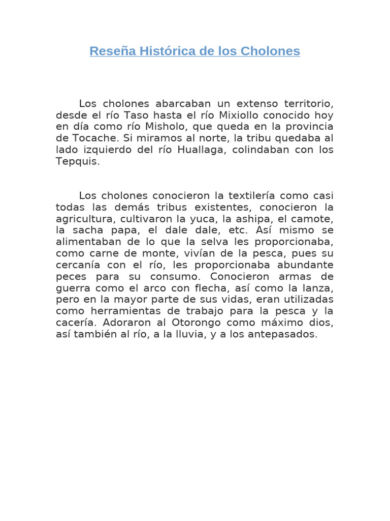 Historia de los Cholones y su Cultura | PDF