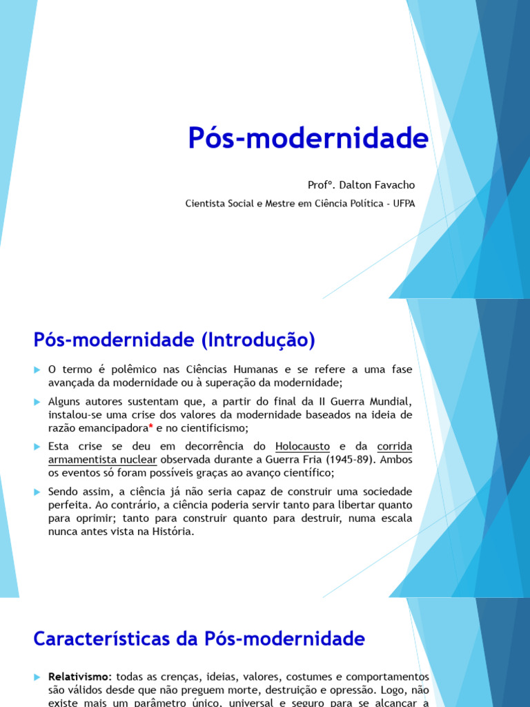 Aula 02 - 3º Ano Ifpa - Pós-Modernidade | PDF | Modernidade | Science