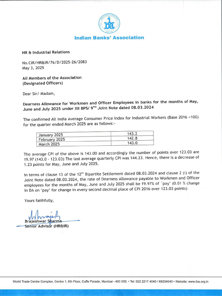 Bank DA May 2025 IBA | PDF