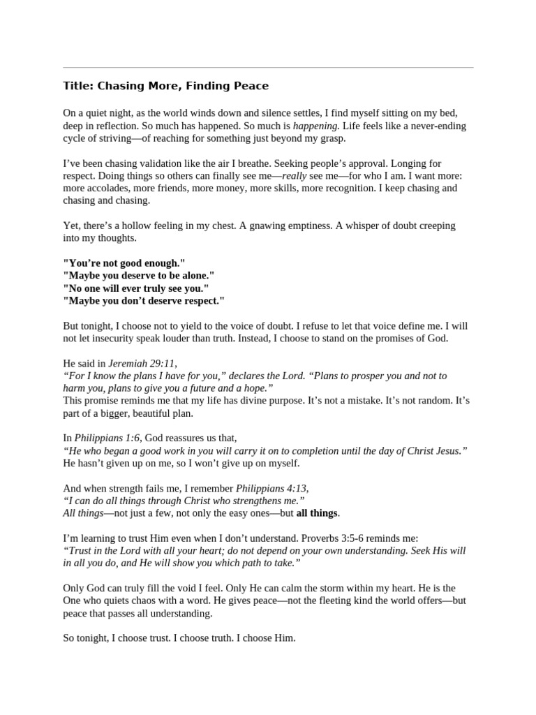 Chasing More - Finding Peace | PDF