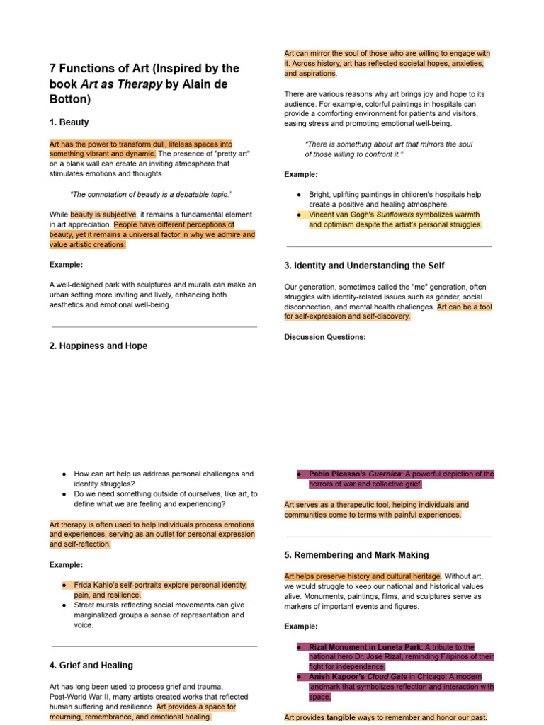 Functions and Elements of Art | PDF | Composition (Visual Arts ...