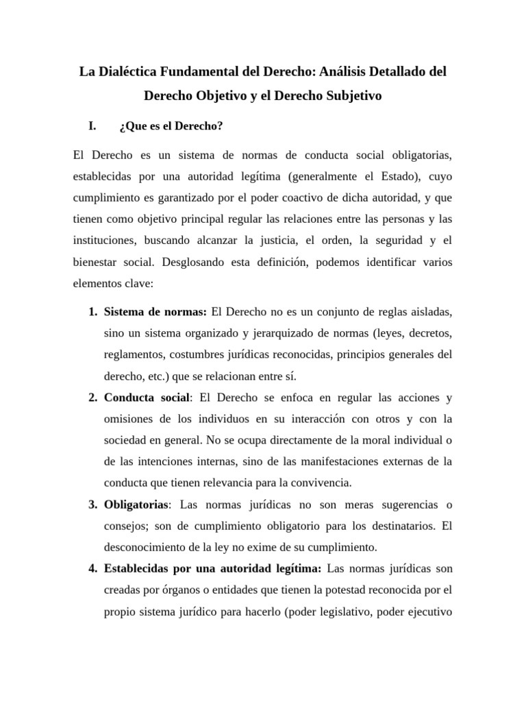 Análisis del Derecho Objetivo y Subjetivo | PDF | Jurisprudencia | La ...