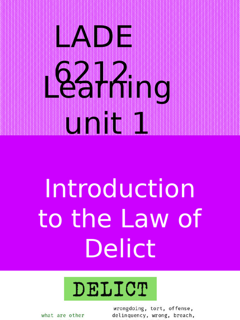 LADE 6212 - Learning Unit 1 | PDF | Common Law | Private Law