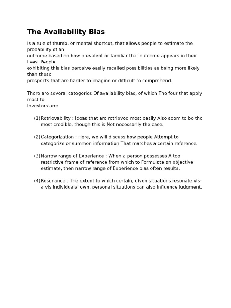 4 Categories of Availability Bias | PDF