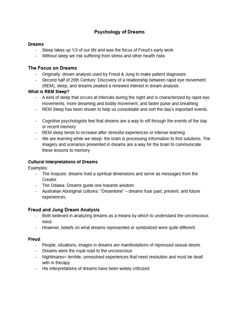 Psychology of Dreams | PDF