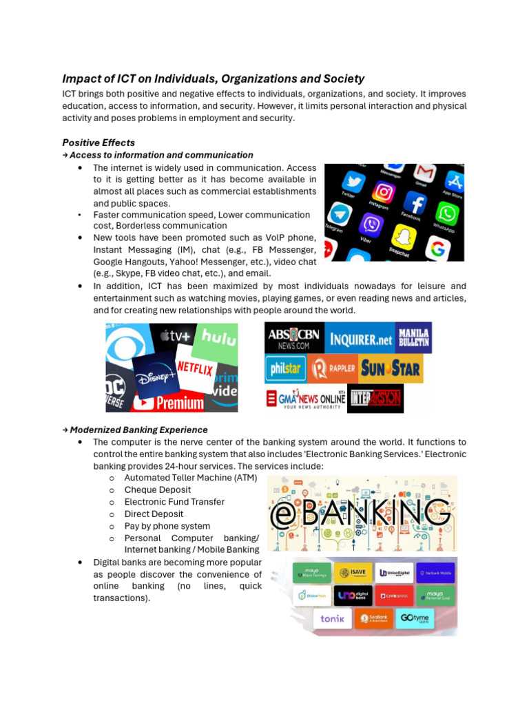 L6 Impact of ICT On Individuals Organization and Society | PDF | Educational Technology ...