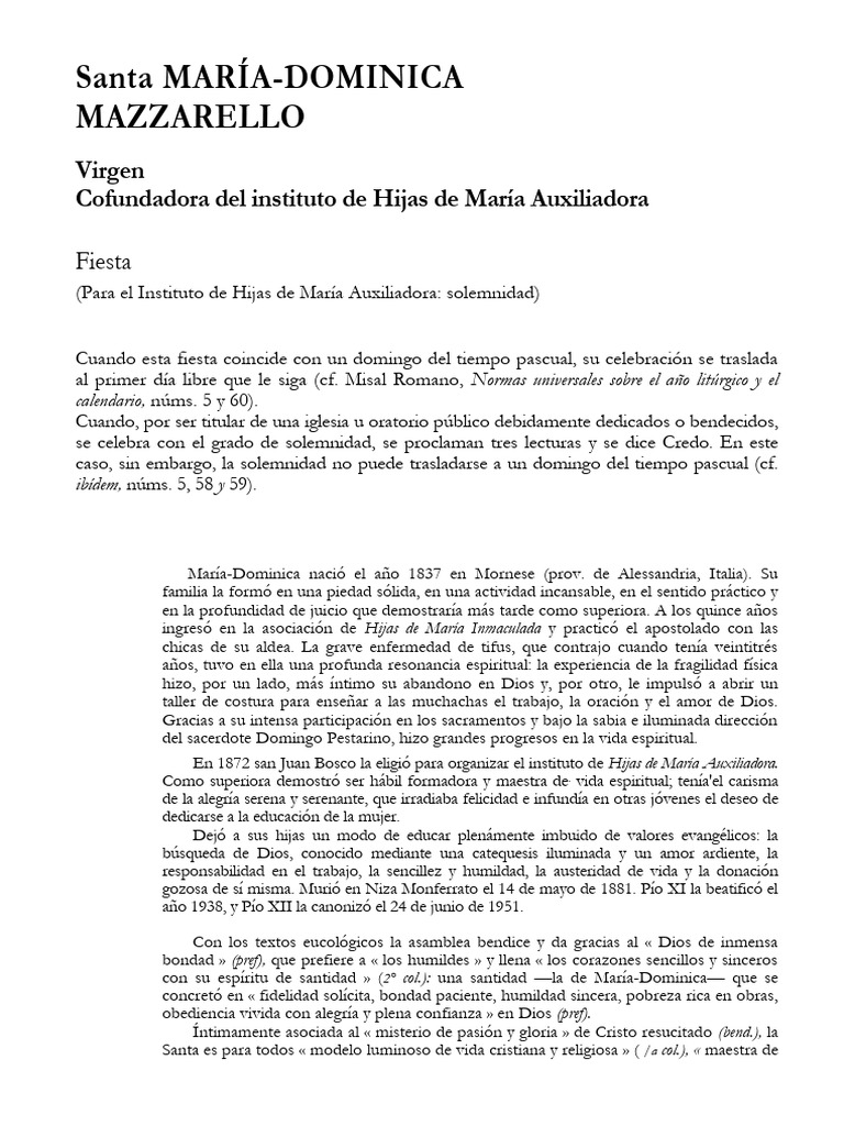 Mazzarello_Messa_es | PDF | eucaristía | Cristo (título)