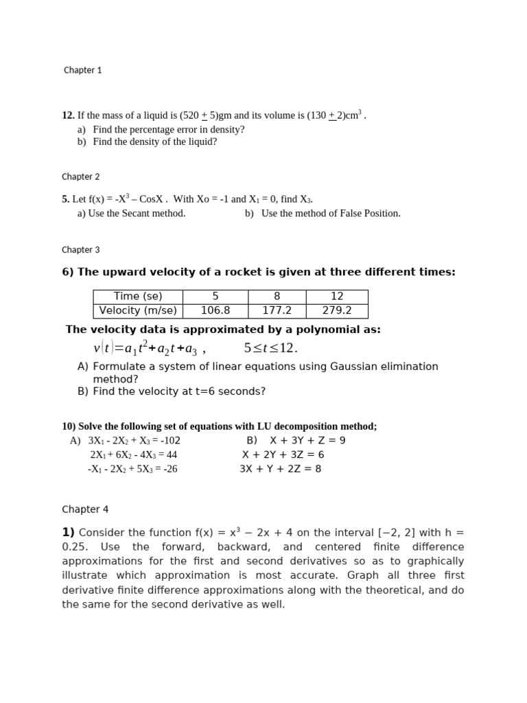 Numerics indivdual assignment | PDF | Finite Difference | Equations