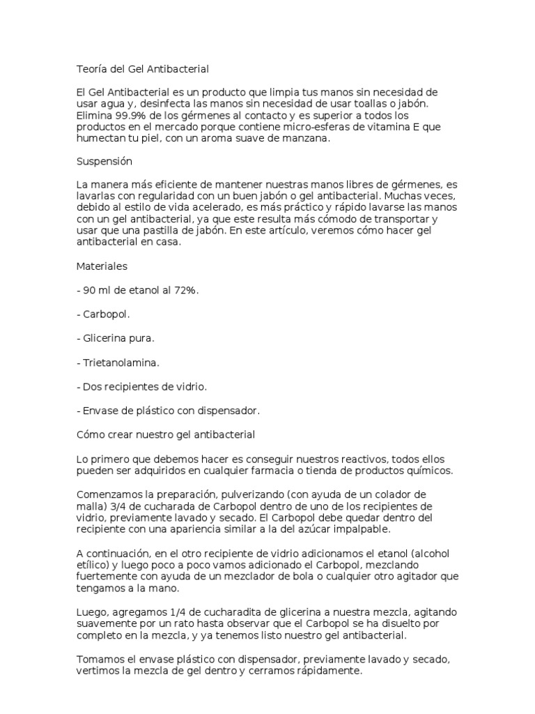 Teoría Del Gel Antibacterial | PDF | Coloide | Gel