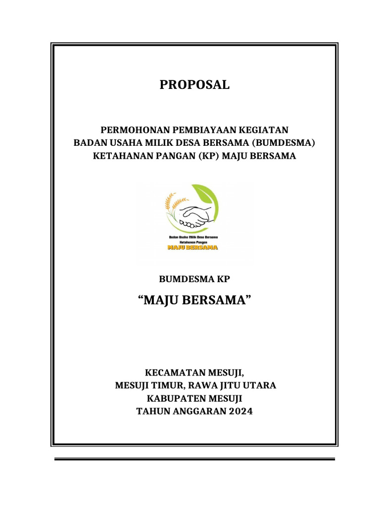 Proposal BUMDESMA MAJU BERSAMA 2024 | PDF