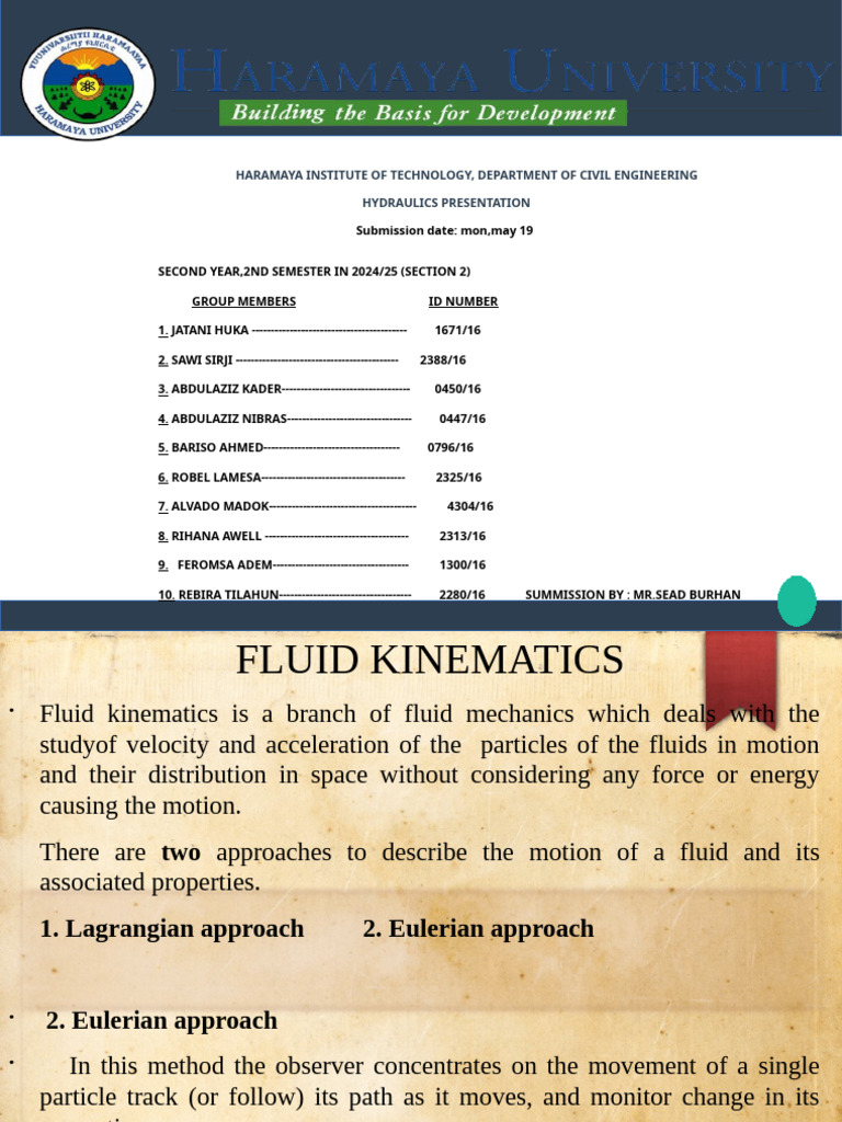 Fluid Kinematics Presentation 6666 | PDF | Fluid Dynamics | Laminar Flow
