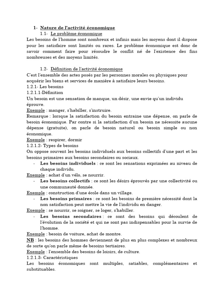 Définition et nature de l'activité économique | PDF | Économie