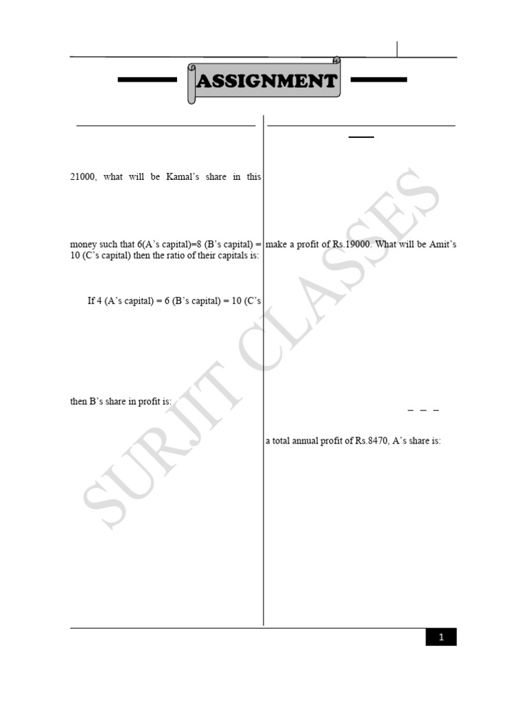 Ages and Partnership Problem Solving | PDF | Partnership | Numbers