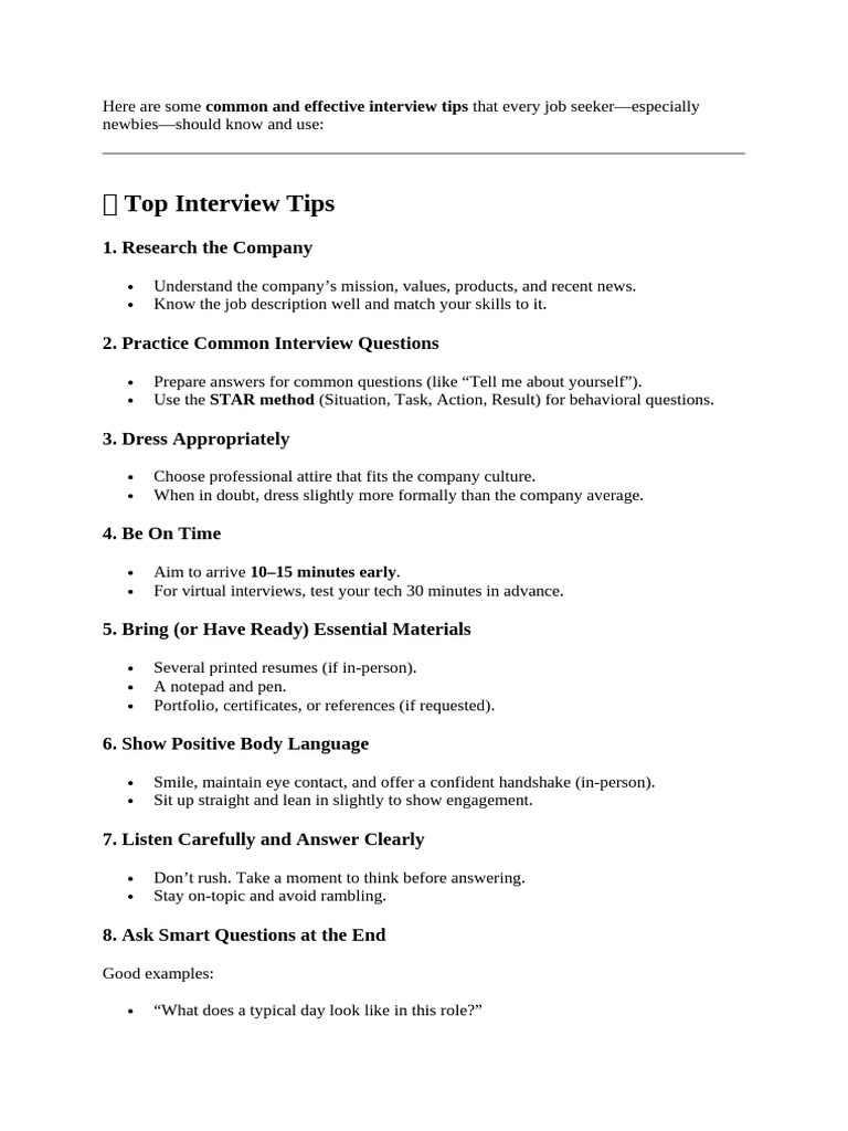 interview tips | PDF