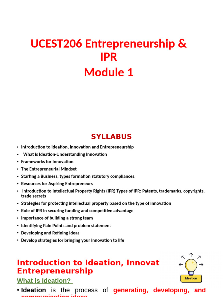 Detailed - Module 1-IPR Notes | PDF | Trademark | Intellectual Property
