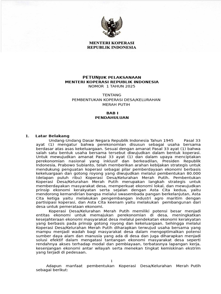 Juklak Kopdes Merah Putih Paraf & TTD Menteri Koperasi Edit 14 April ...