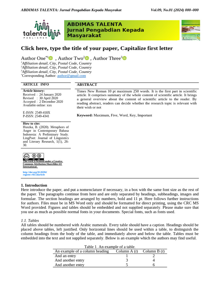 Template Talenta Publisher - ABDIMAS TALENTA | PDF | Apa Style
