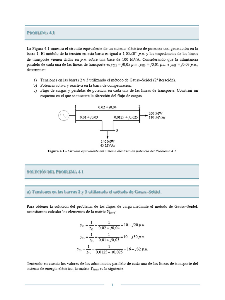 Tema 4 - Problemas - Flujo Cargas - Resueltos | PDF | Red eléctrica | Energia electrica