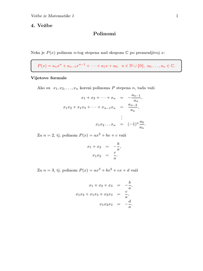 Vezbe 4 - Polinomi | PDF