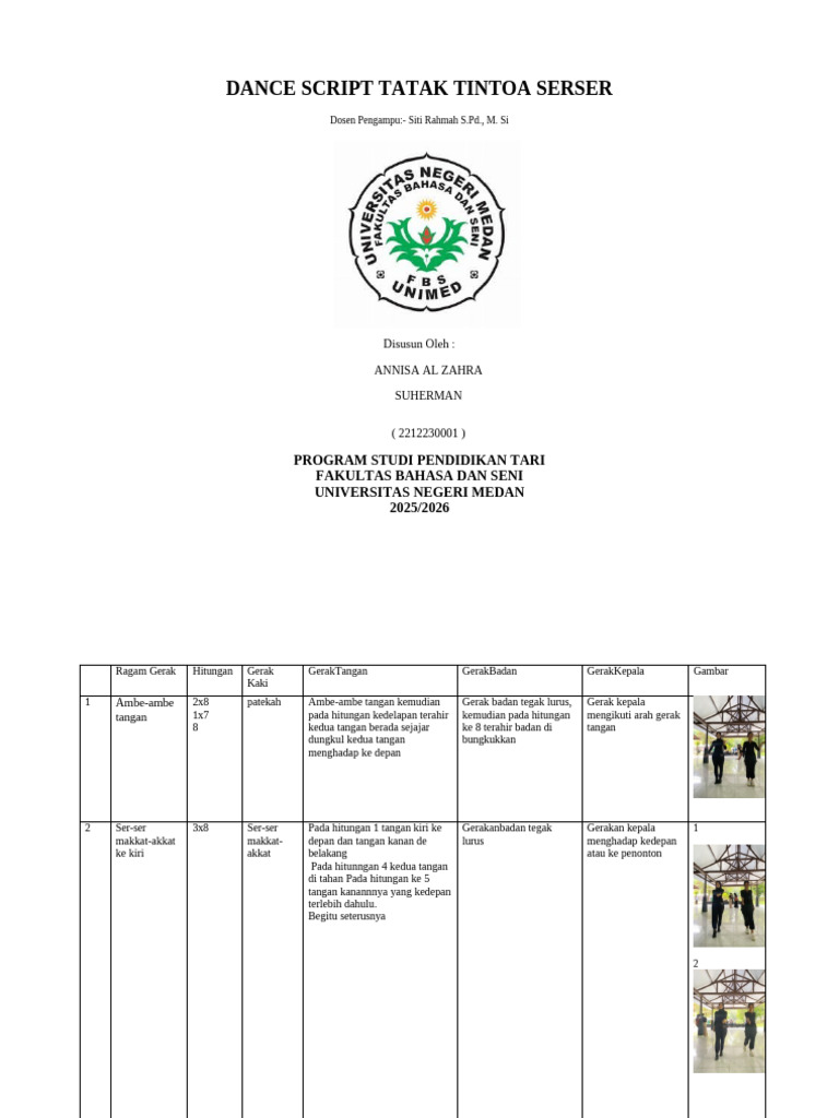Dance-Script-Pakpak-Dairi-Annisa Al Zahra C | PDF