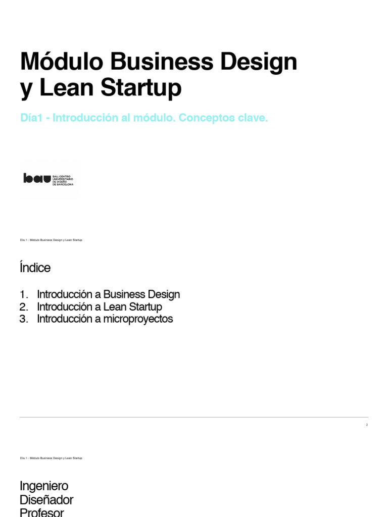 Módulo Business Design Lean Startup 2020 - Dia1 | PDF | Lean Startup | Empresa de inicio