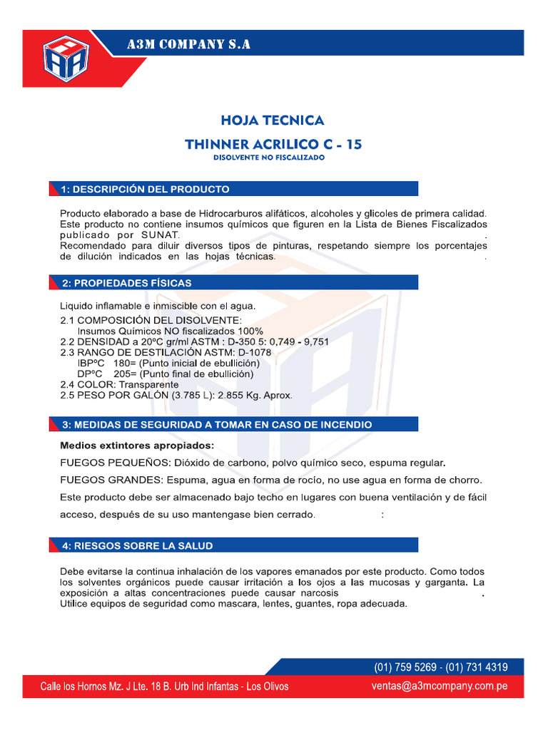 7.ficha Tecnica ThIner Acrilico EXPERT | PDF