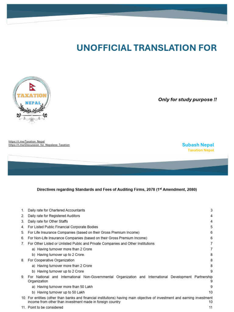 Minimum Audit Fee Guidelines - Subash Nepal | PDF | Audit | Revenue