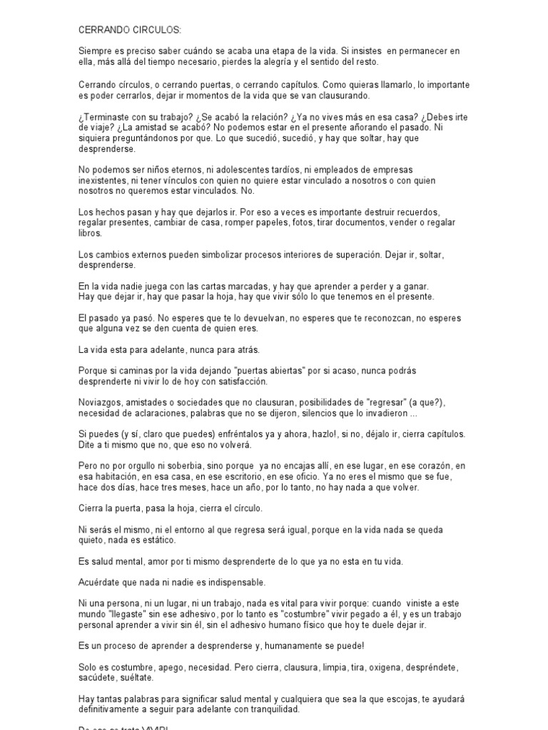Cerrando Circulos | PDF | Relaciones personales, crianza y desarrollo ...