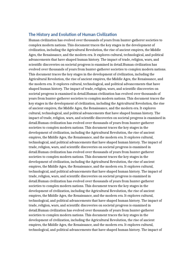 The History and Evolution of Human Civilization | PDF | Civilization ...
