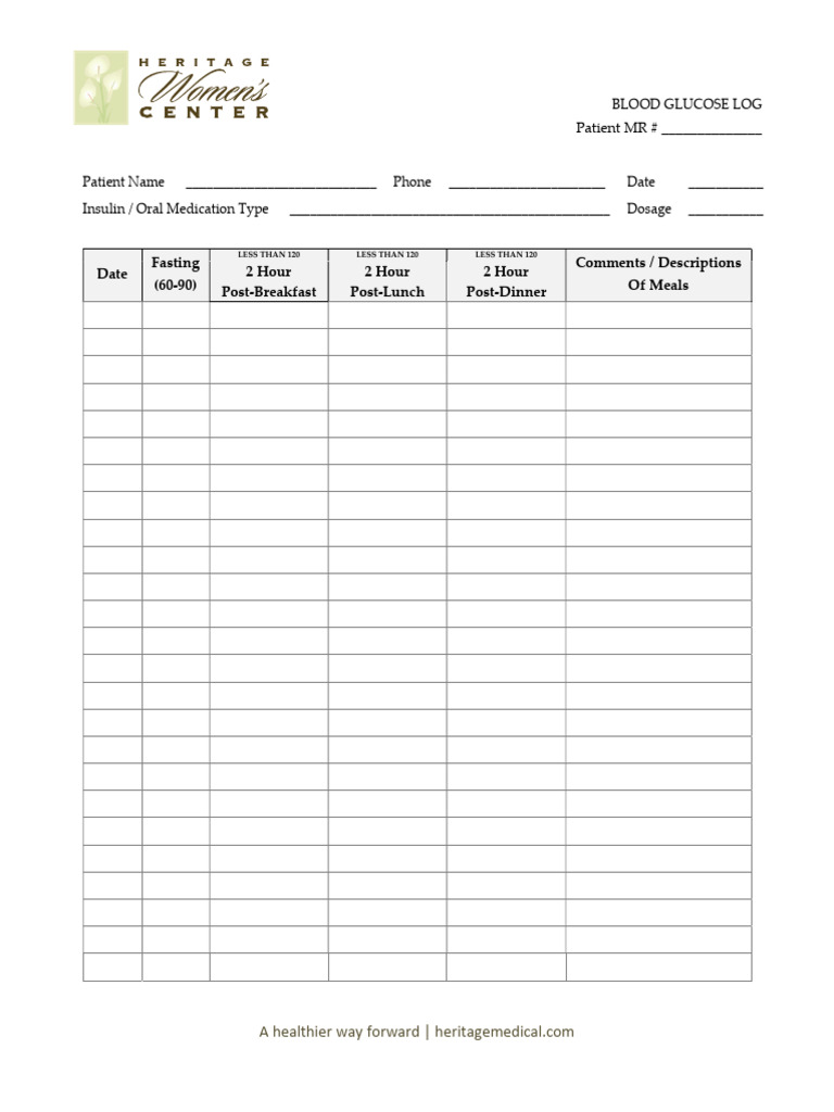 HWC Blood Glucose Log | PDF