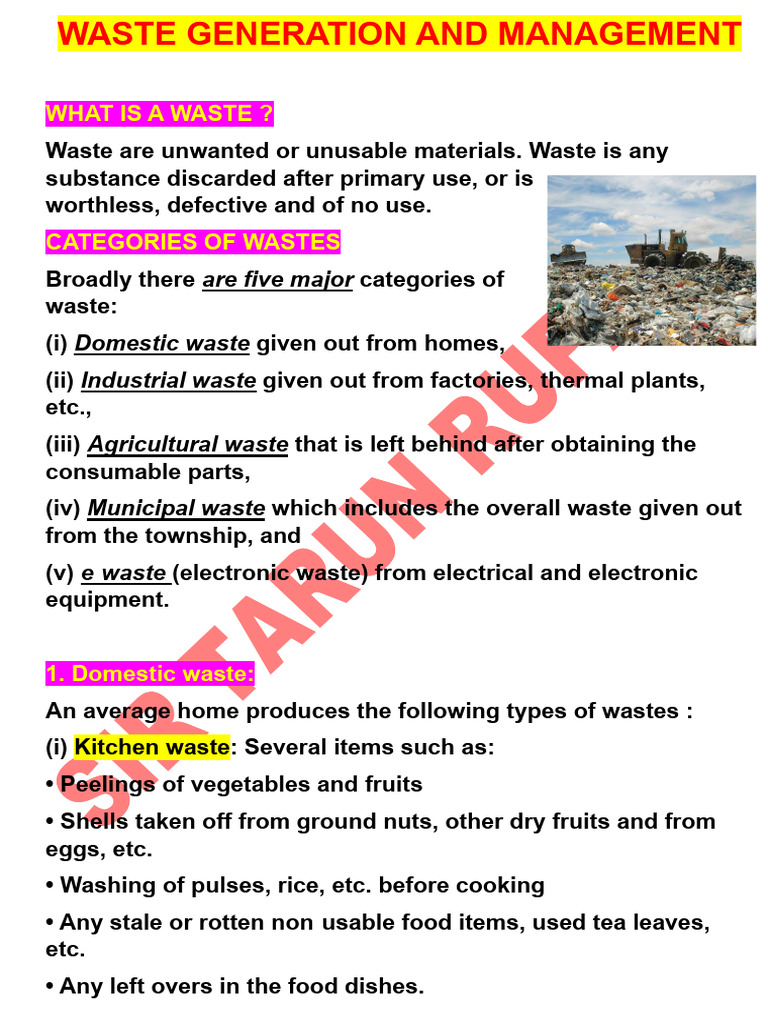 Waste Generation and Management | PDF | Sewage Treatment | Incineration