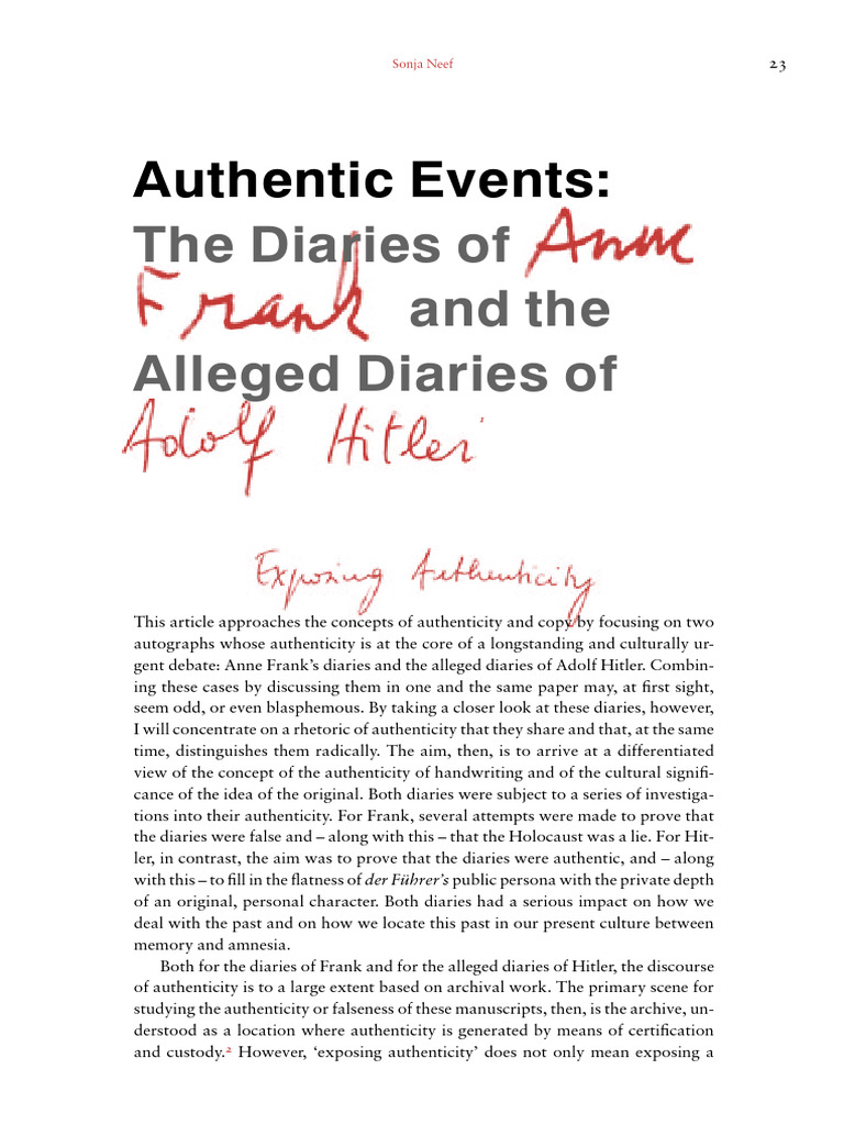 Authentic Events | PDF | Anne Frank