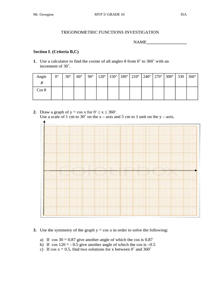 Trigonometry Investigation | PDF | Trigonometric Functions | Trigonometry
