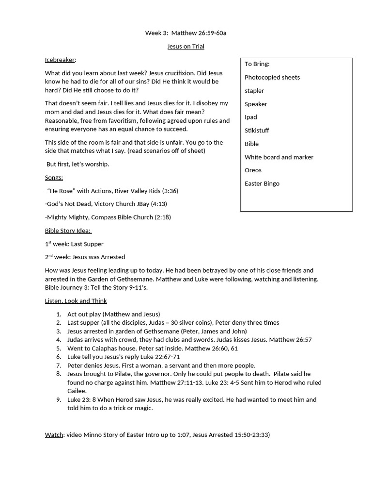 Jesus On Trial Lesson Plan | PDF | Jesus | Judas Iscariot