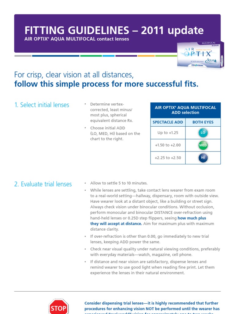 Air Optix Multi Focal Fitting Guide | PDF | Eye | Visual System