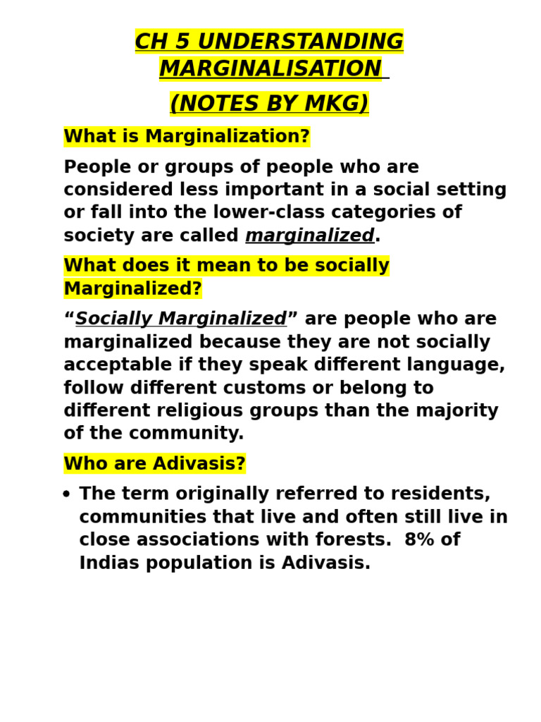 CH 5 Understanding Marginalisation | PDF