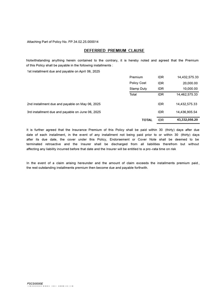 Deferred Premium Clause | PDF