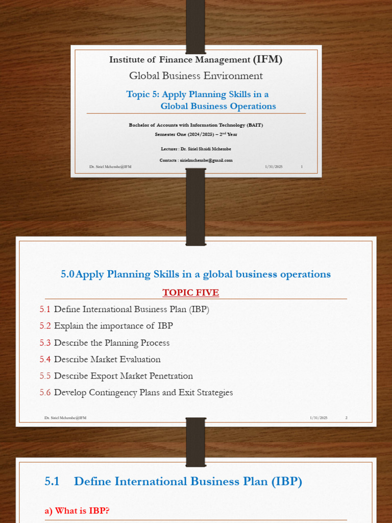 Topic 5 - Apply Planning Skills in A Global Business Operations | PDF ...
