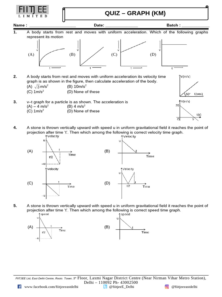 Motion Graphical Questions | PDF | Velocity | Acceleration