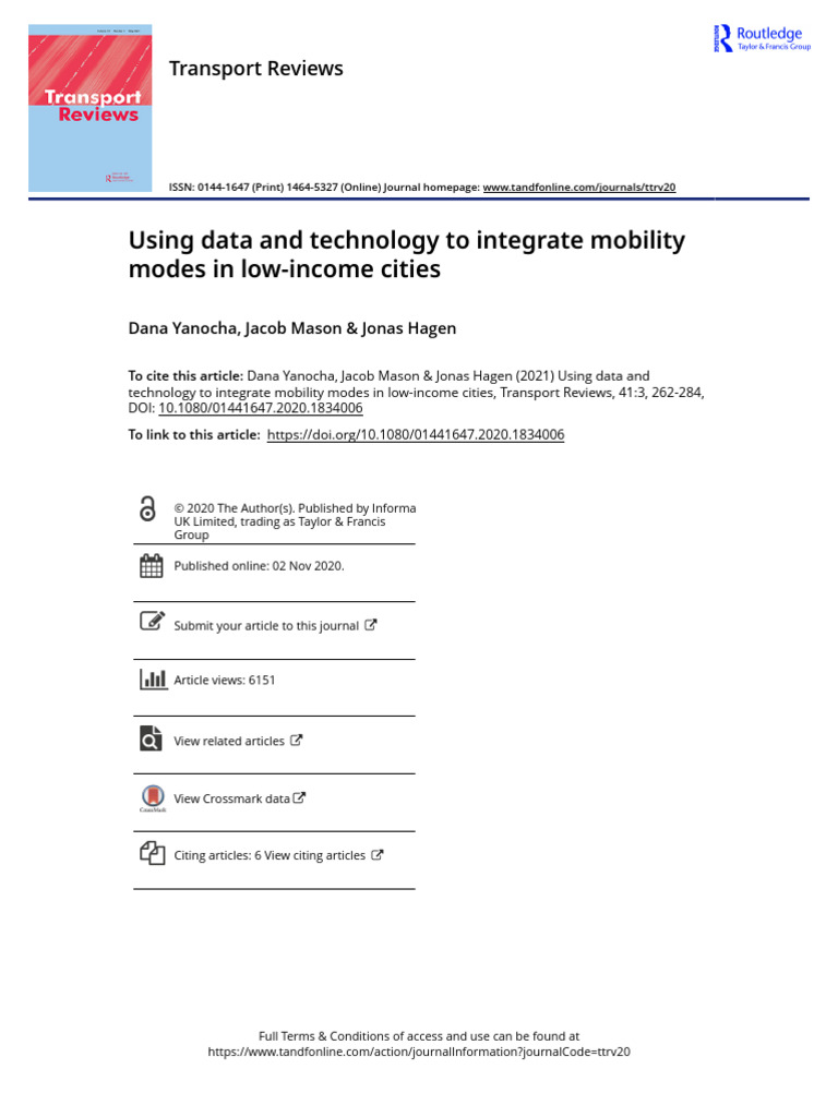 Using Data and Technology To Integrate Mobility Modes in Low-Income ...