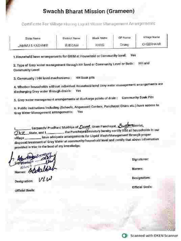 GP Resolution Certificate - 63 - J&K - Drang | PDF