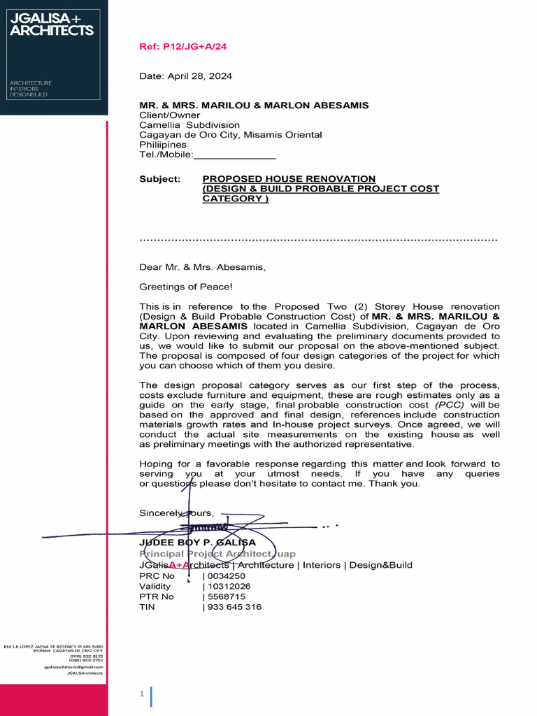 PCC Proposed House Renovation | PDF