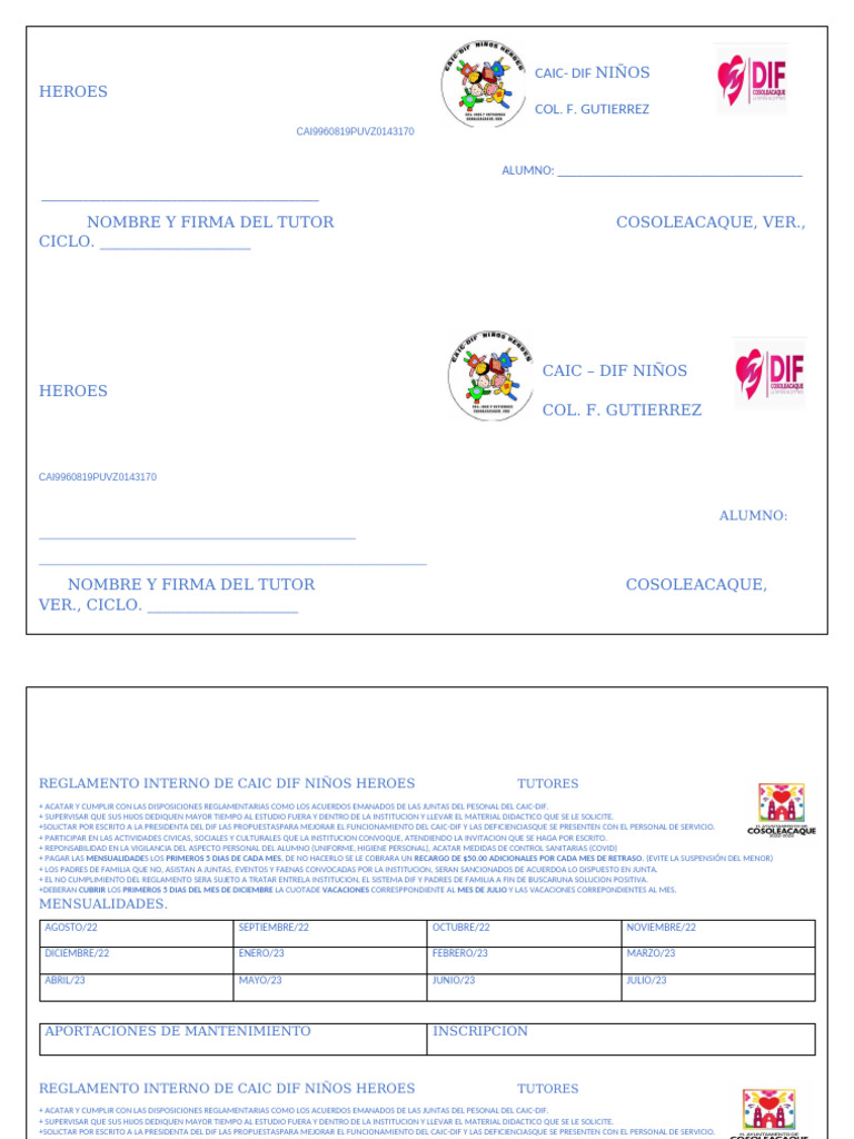 Caic Carnet de Pago Mensualidades | PDF