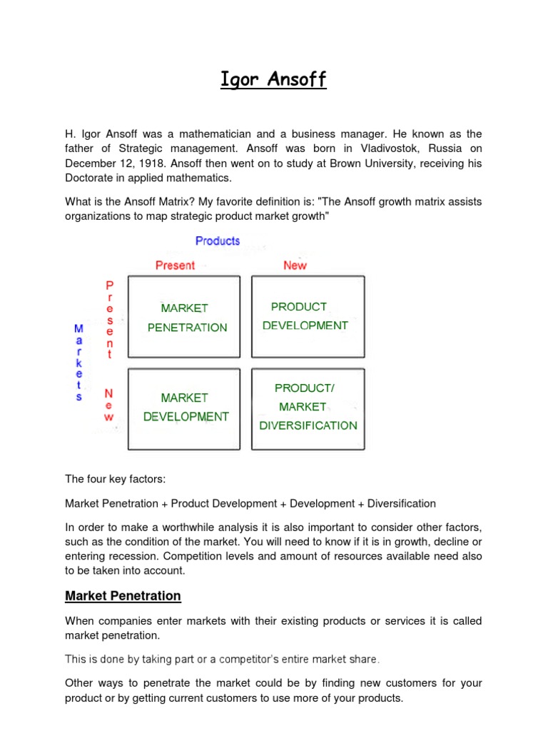 Igor Ansoff | PDF | Strategic Management | Accountability