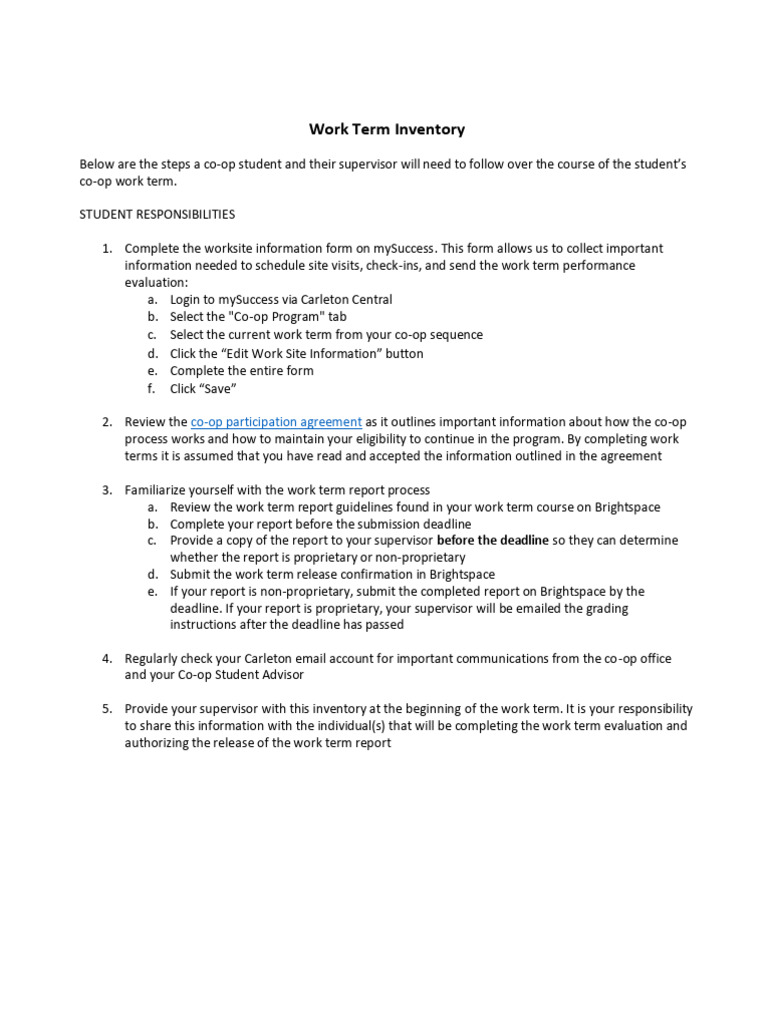 Work Term Inventory Updated March 2021 | PDF